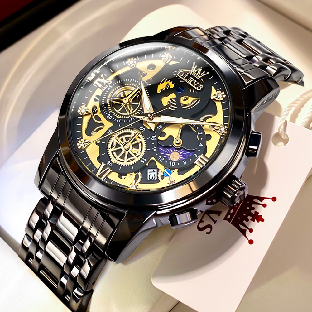Jual OLEVS Jam Tangan Pria Anti Air Original Rantai Keren Terbaru Mewah ...