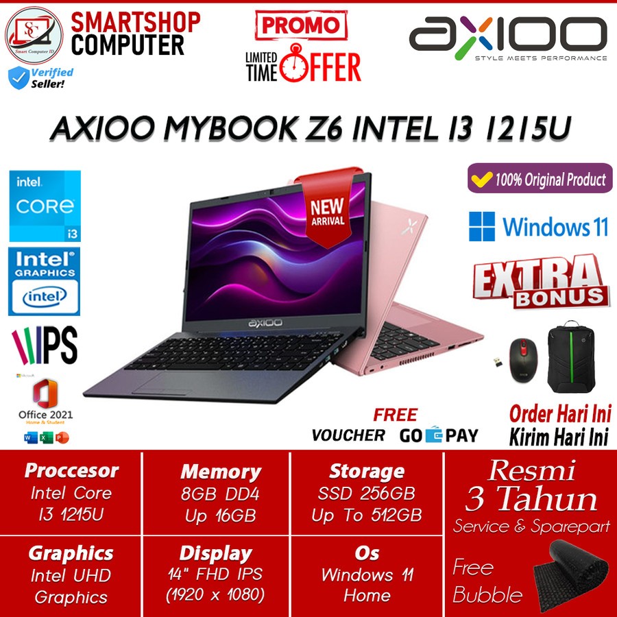 Jual Laptop Axioo MyBook Z6 Intel i3 1215U 8GB 256GB 14 FHD IPS Windows 11 Libre office | Shopee ...
