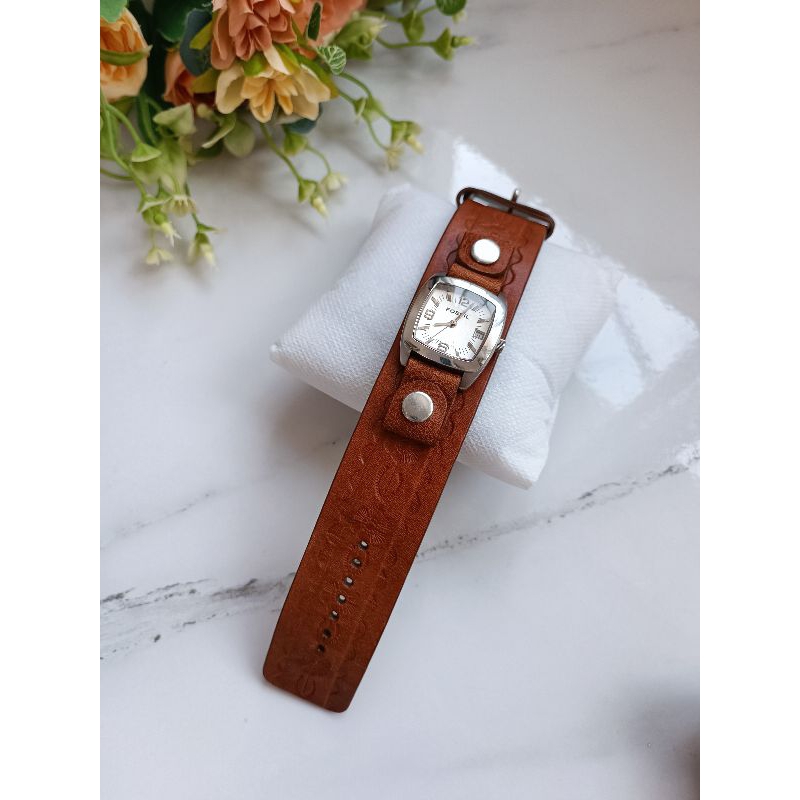 Jual WA017 Jam Fos$il Analog Small Gaban Embossed Brown Leather ...