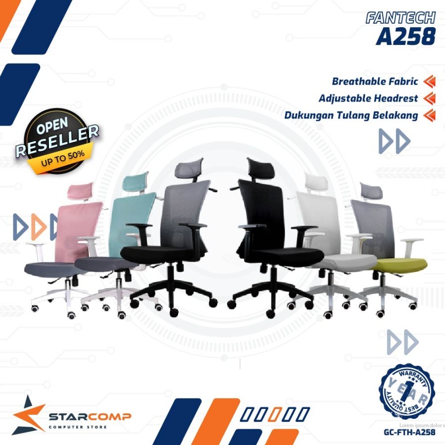 Jual Fantech OCA258 / OC-A258 Kursi Kerja Kantor Premium Office Chair ...