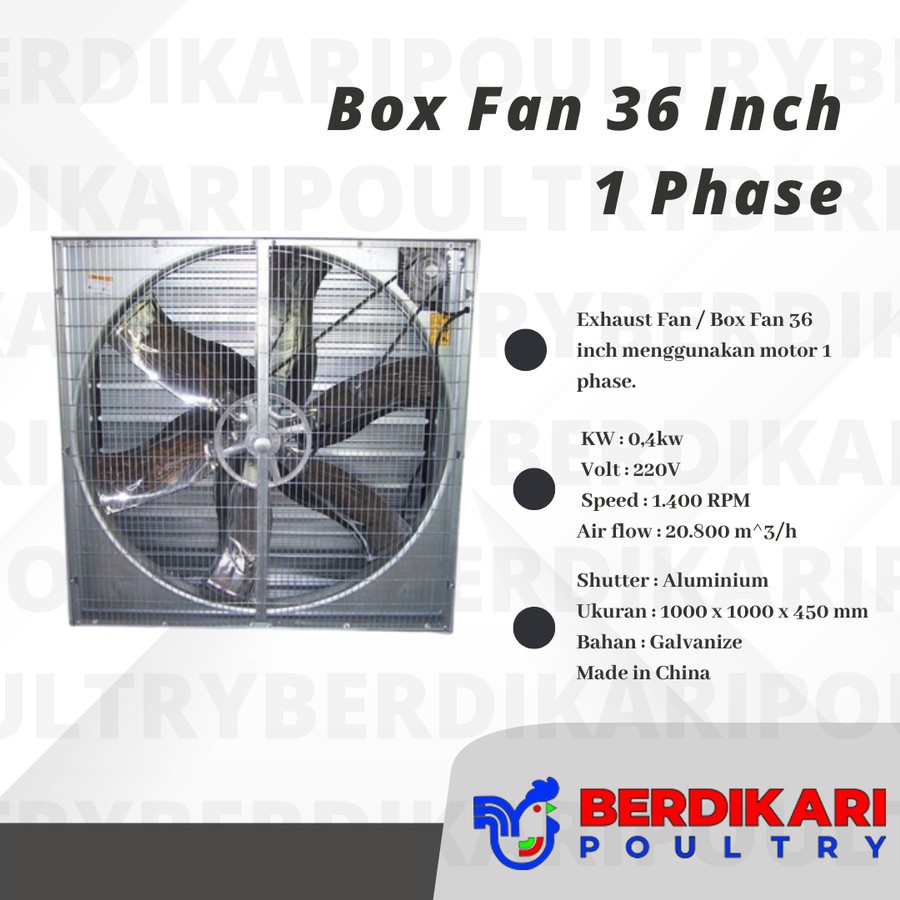 Jual Exhaust Fan/Box Fan 36 inch 1 phase - Alat Ternak Kandang Ayam ...