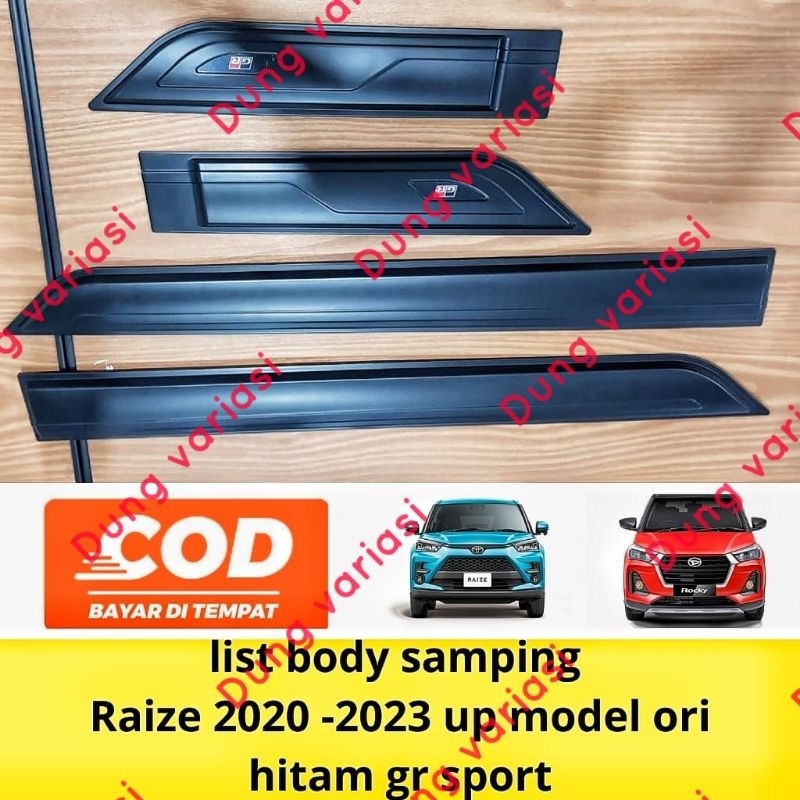 Jual list body samping raize rocky model ori hitam gr sport 2020-2023 ...