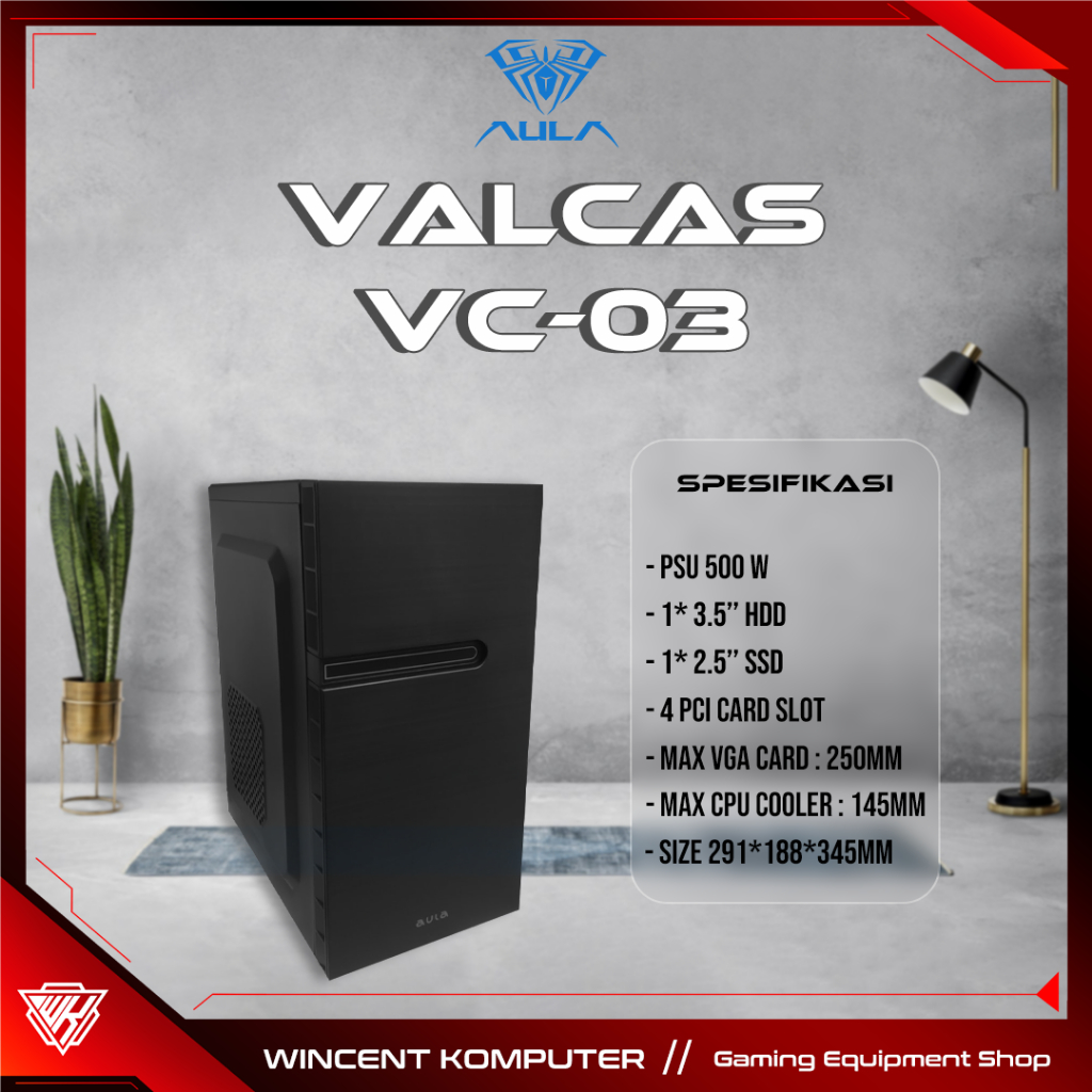 Jual Casing Office PC Aula Valcas VC03 mATX Include PSU 500W + Fan 80cm ...