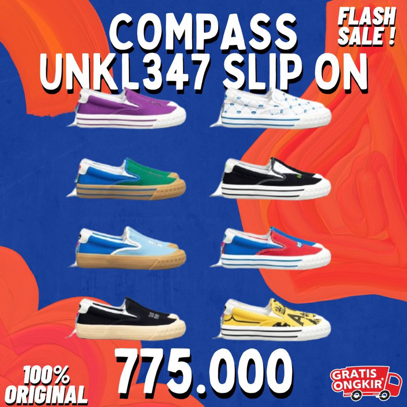 Jual [ORIGINAL] COMPASS X UNKL347 SLIP ON | Shopee Indonesia