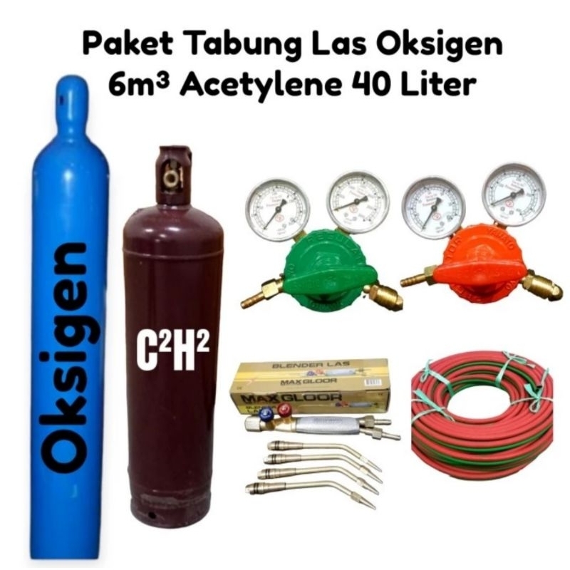 Jual Paket Las Karbit Tabung Oksigen 6m3 Acetylene 40 Liter / Paket Las ...