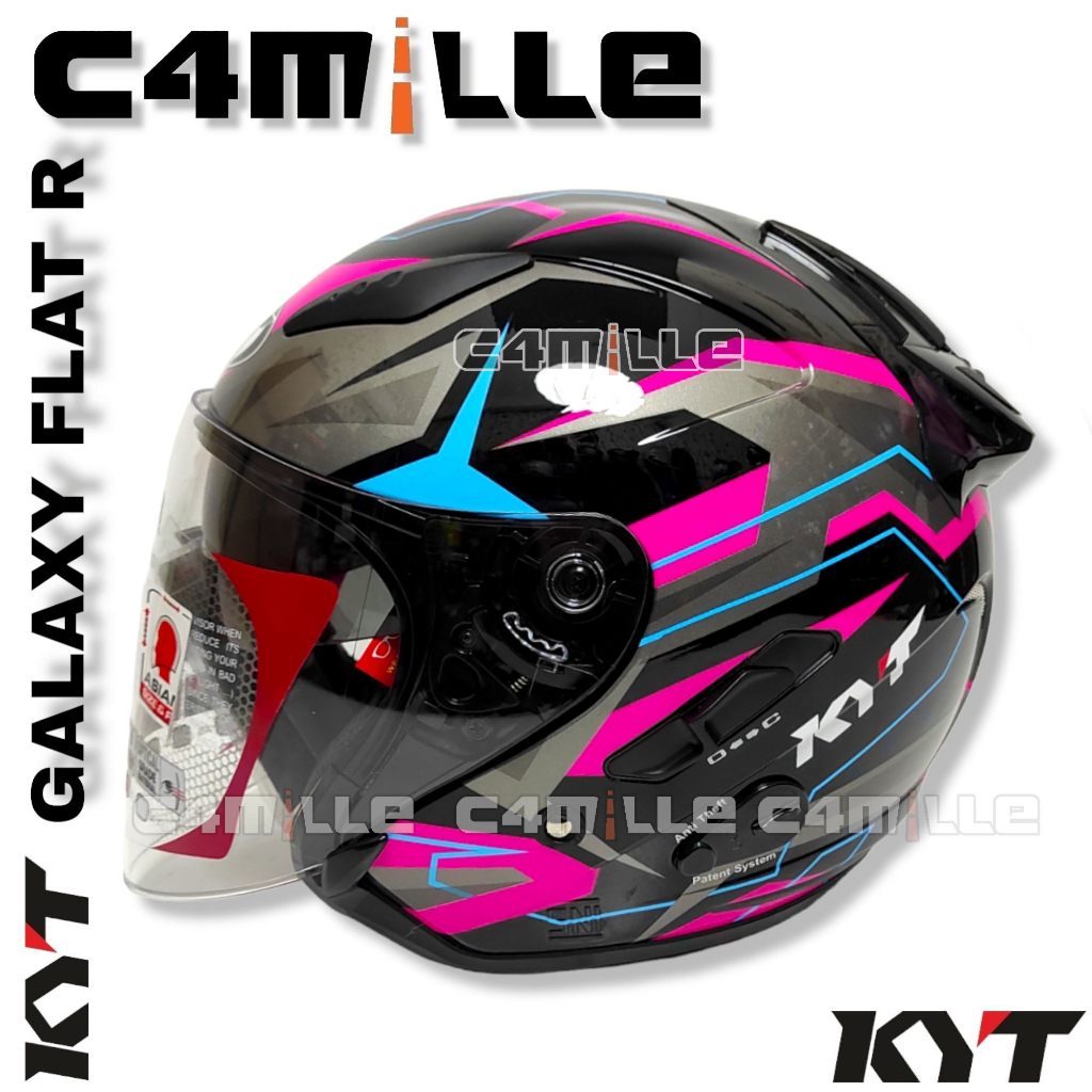 Jual HELM KYT GALAXY FLAT R WAVES BLACK GUN METAL DOUBLE VISOR HALF ...