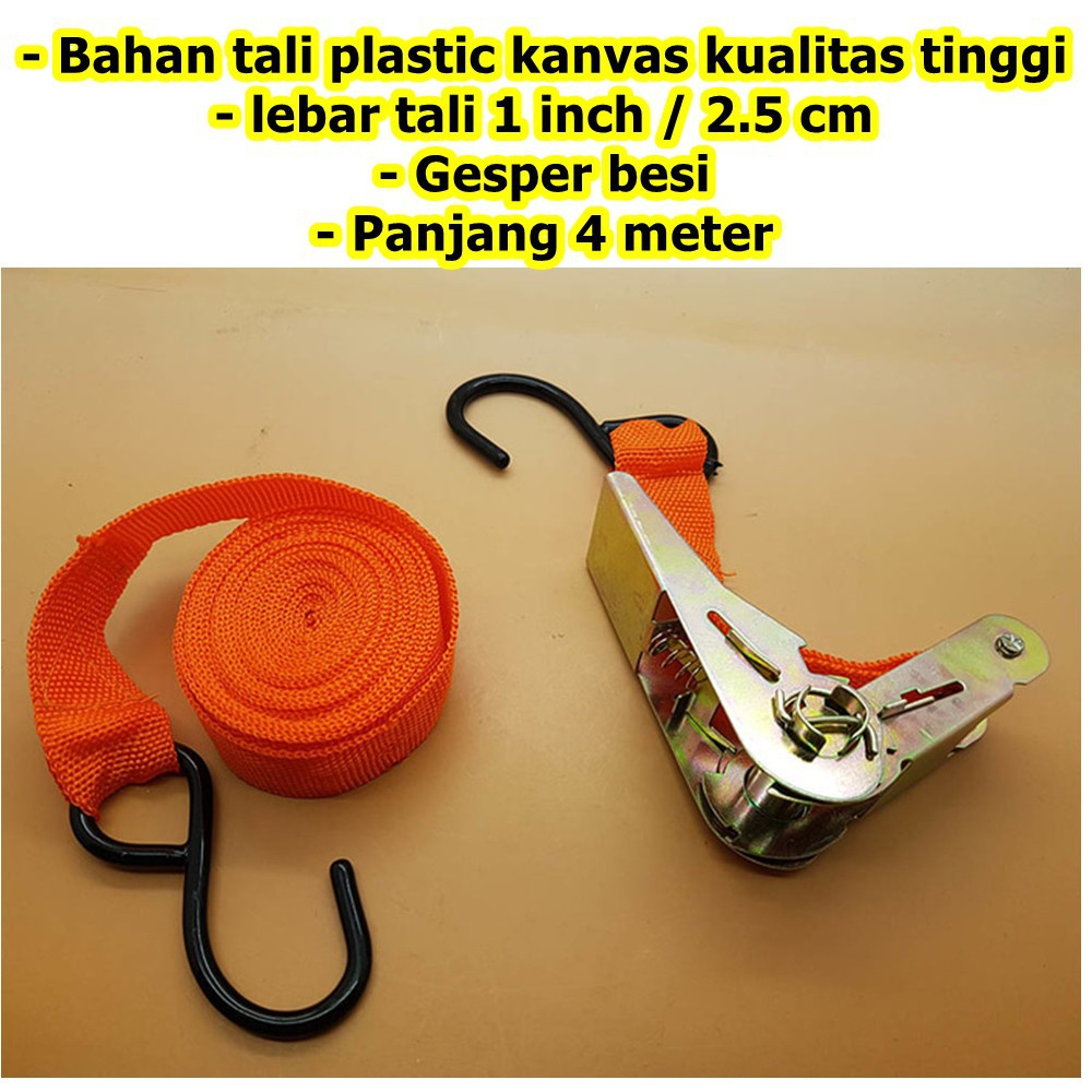 Jual Tali Pengikat Barang Di Motor Ratchet Tie Down Set Gesper | Shopee ...