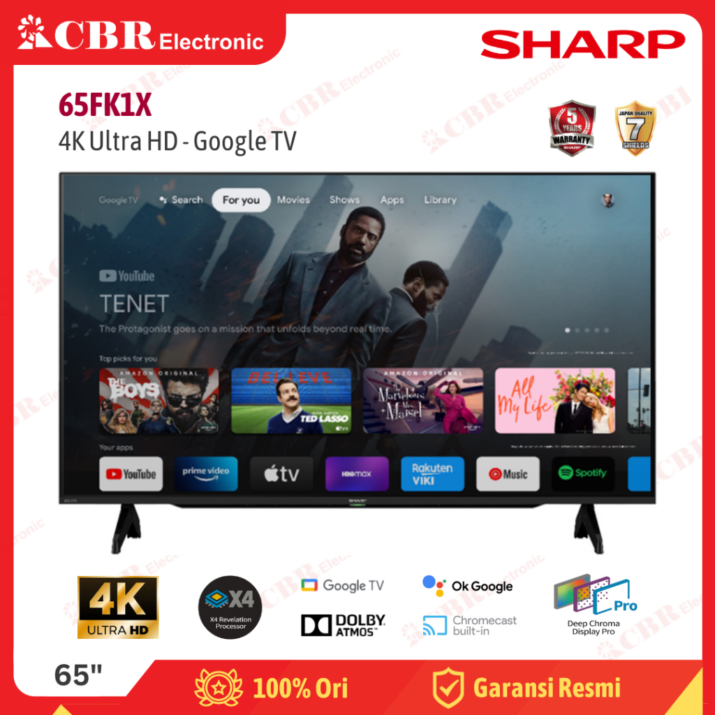 Jual TV SHARP 65 Inch LED 65FK1X (4K UHD-Google TV) | Shopee Indonesia