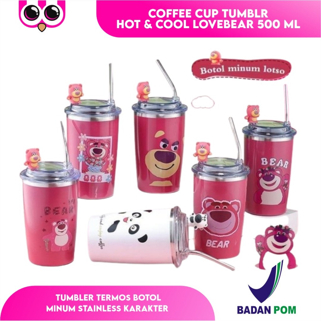 Jual COFFEE CUP TUMBLR HOT&COOL LOVEBEAR 500 ML TUMBLER TERMOS BOTOL ...