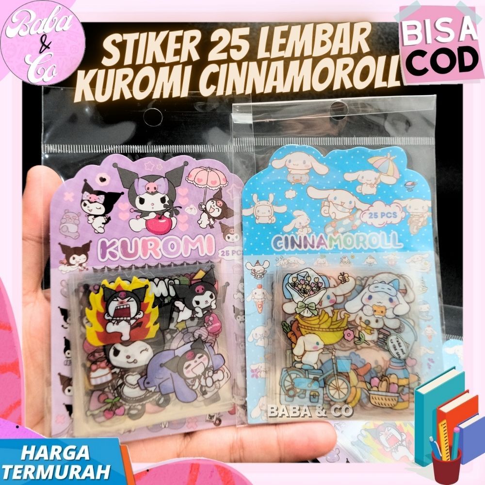 Jual 1 SET 25 LEMBAR STIKER SANRIO KUROMI CINNAMOROLL STIKER LUCU SANRIO | Shopee Indonesia
