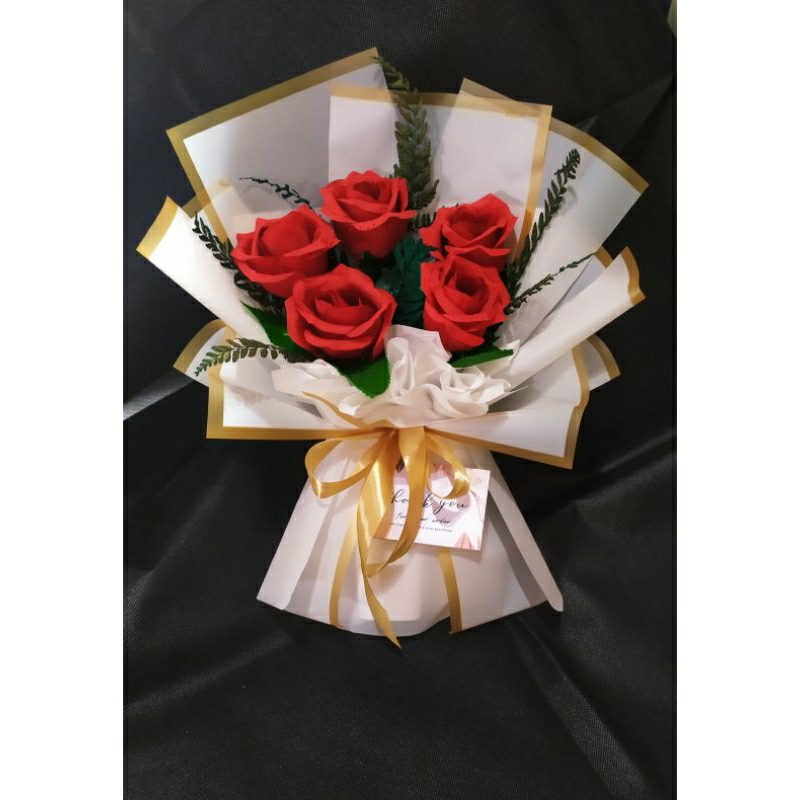 Jual bouquet bunga mawar palsu 5 kuntum | Shopee Indonesia