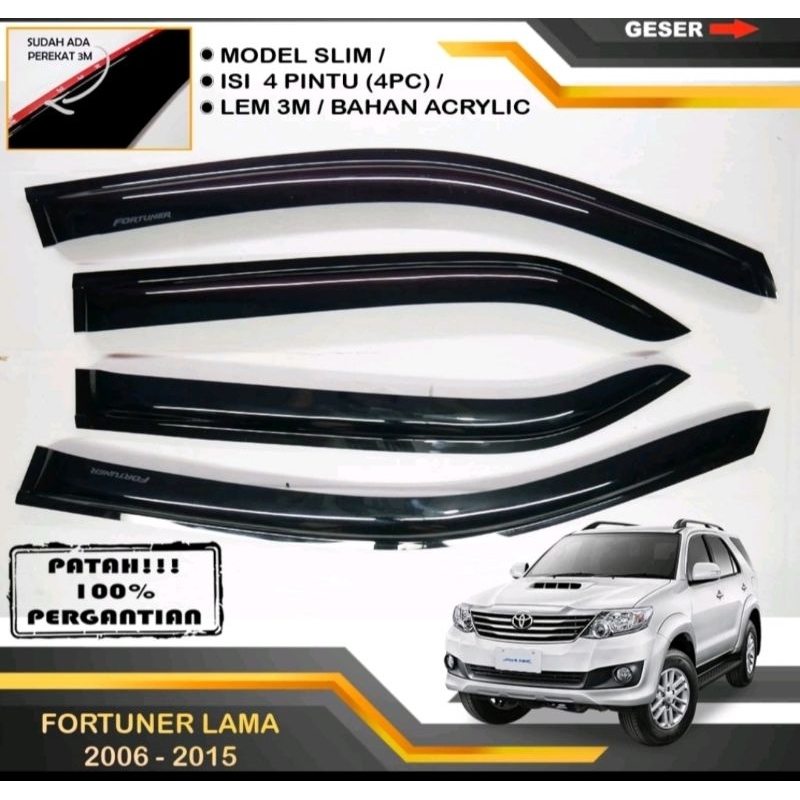 Jual Talang air pintu mobil FORTUNER Lama 2006-2015 Model SLIM CEMBUNG pulset | Shopee Indonesia