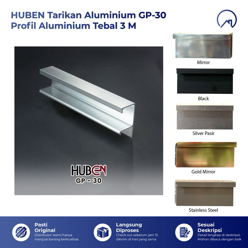 Jual HUBEN Profil Frame Handle Alumunium Aluminium GP 30 GP30 GP-30 ...