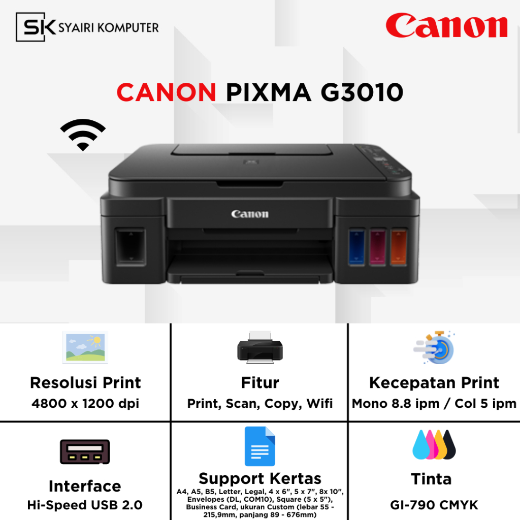 Jual Printer Canon G3010 3 in 1 Wifi ( Print - Scan - Copy ) | Shopee ...