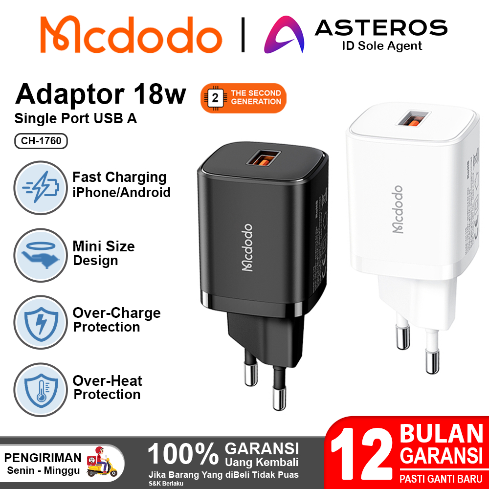 Jual MCDODO Adaptor Kepala Charger USB Quick Charge 3.0 Fast Charging ...
