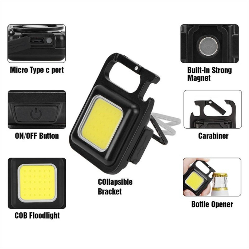 Jual Mini COB keychain light / Lampu Senter LED Portable USB Gantungan ...