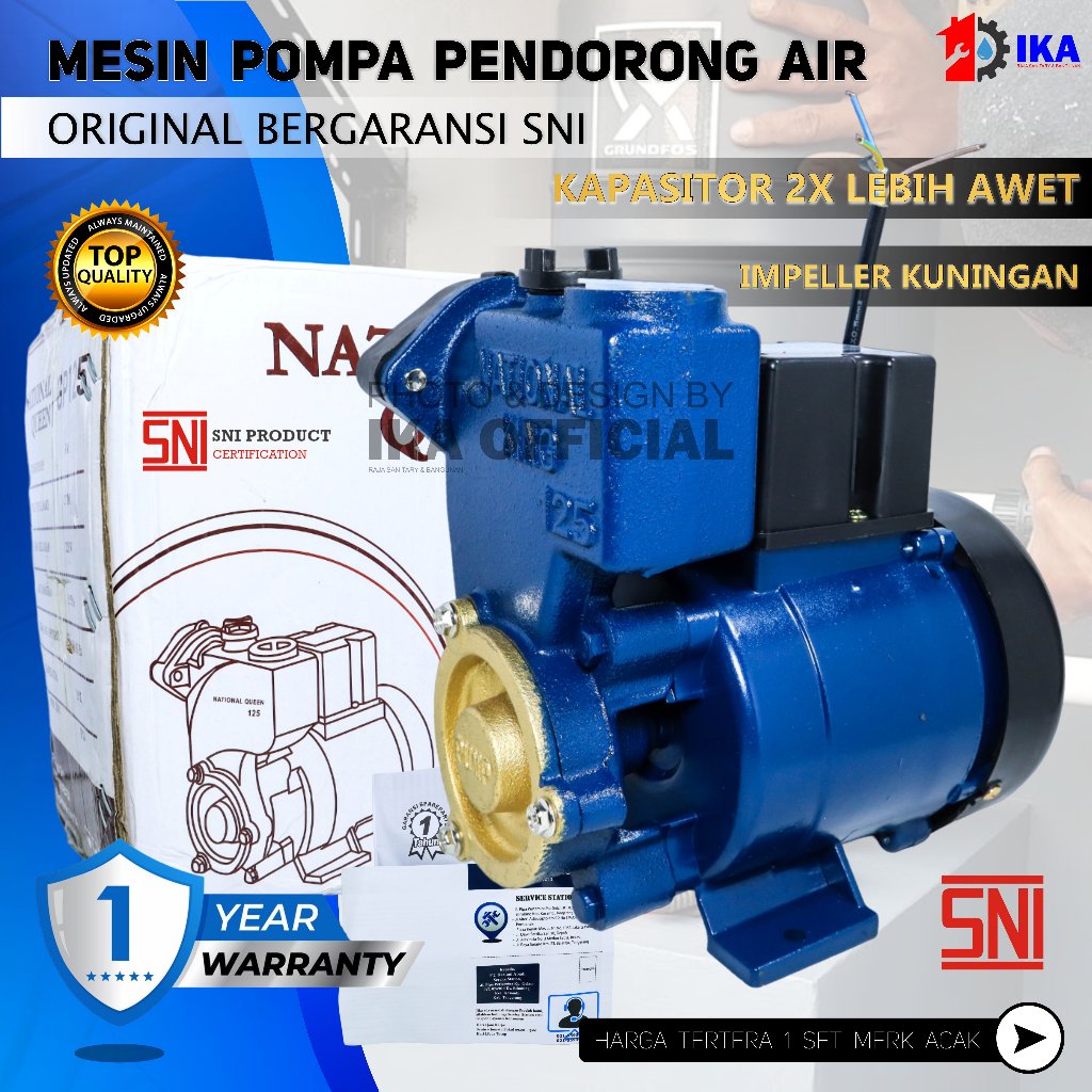 Jual Mesin Pompa Air Listrik Sumur Dangkal NATIONAL KING / QUEEN GP 125 ...