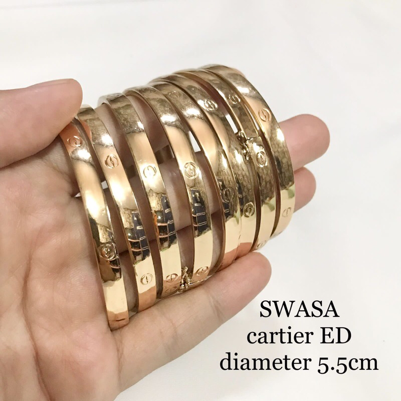 Jual GELANG CART**R BULAT SWASA DEWASA KUNING 99% MIRIP EMAS ASLI ...