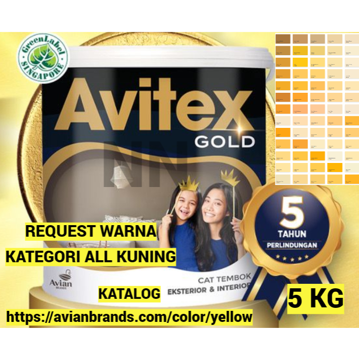 Jual CAT TEMBOK 5KG REQUEST WARNA KUNING AVITEX GOLD CAT DINDING CAT ...