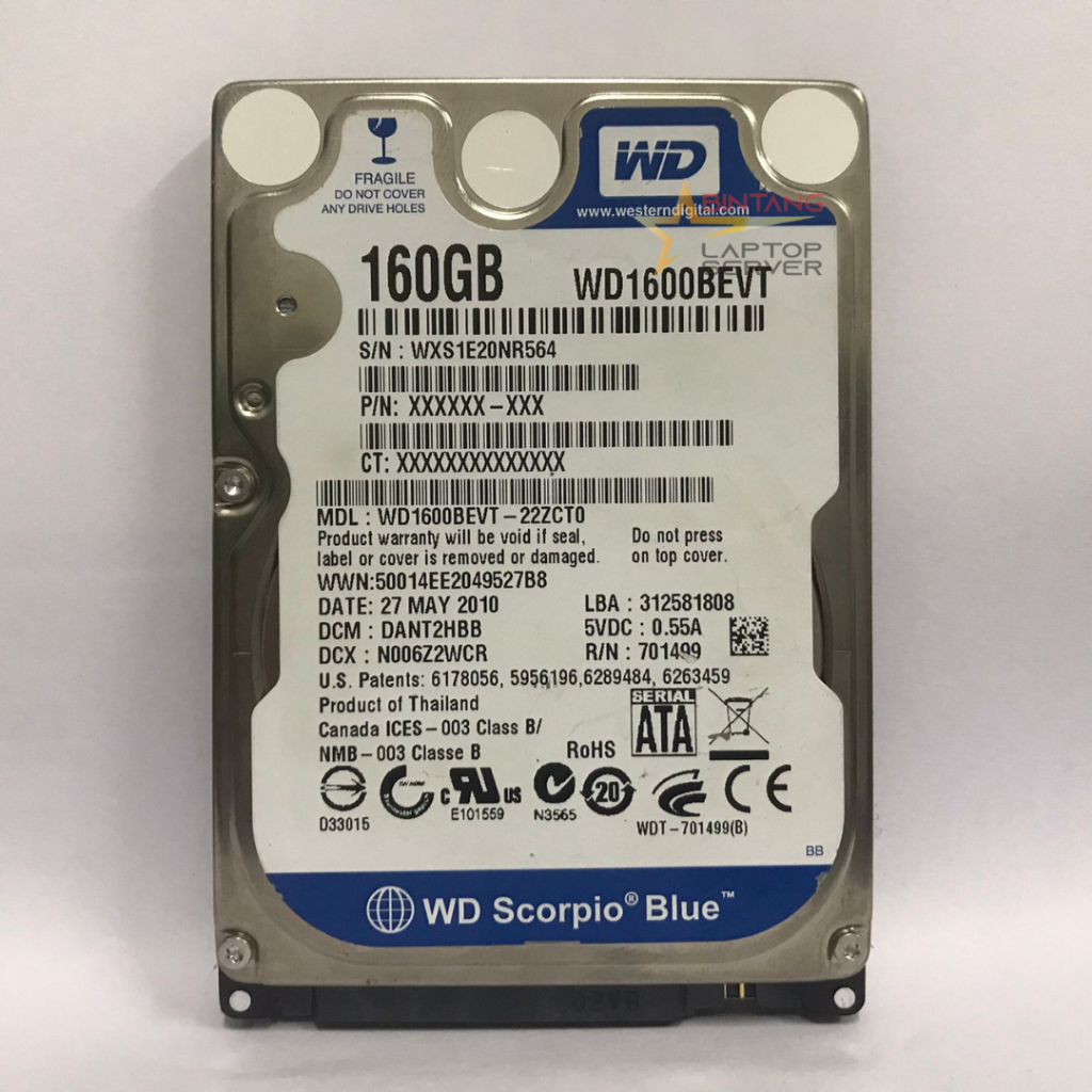 Jual Hardisk WD Scorpion Blue 160GB SATA III 2.5" inch 7200RPM Bekas ...