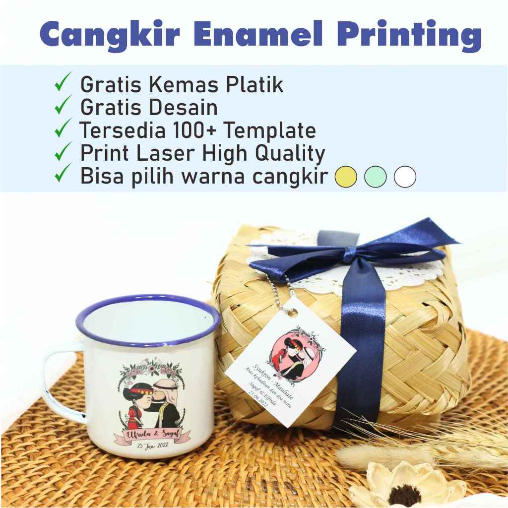 Jual Cangkir Enamel Custom Desain | Free Packaging | Shopee Indonesia