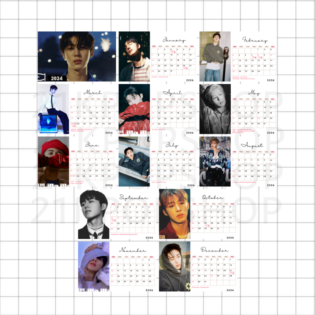 Jual Kalender Duduk 2024 Hanbin B.I Woodz Cho Seungyoun Han Seungwoo Kim Jaehwan Kang Daniel ...