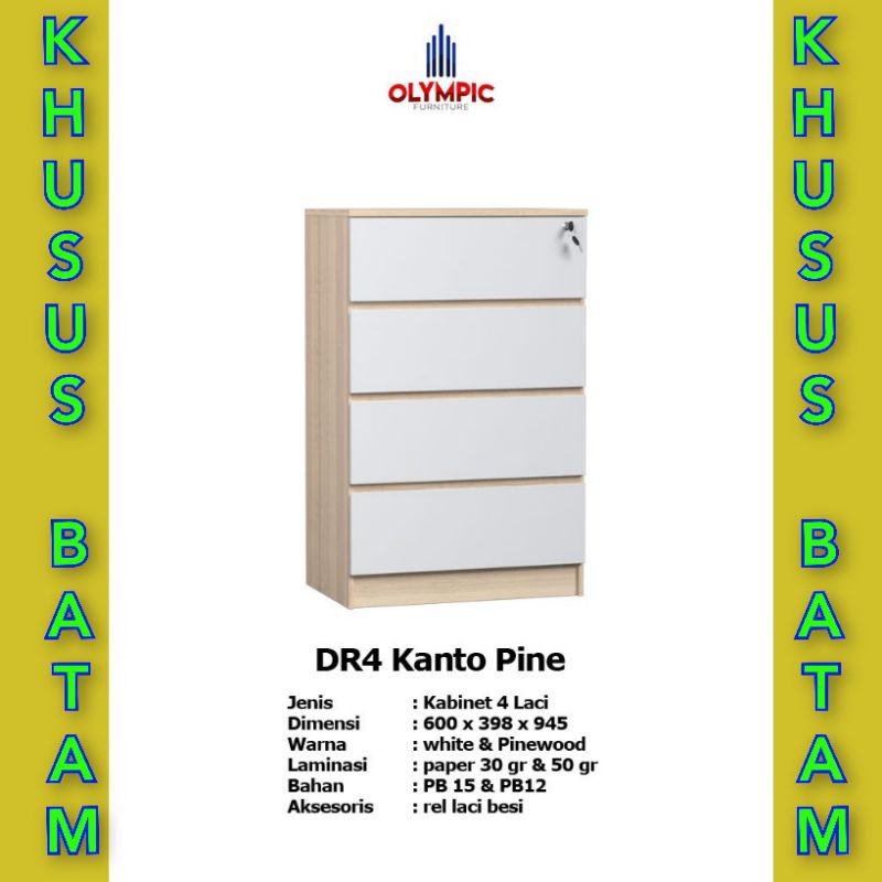 Jual OLYMPIC DR4 KANTO PINE LEMARI KABINET 4LACI/DRAWER RAK SERBAGUNA ...