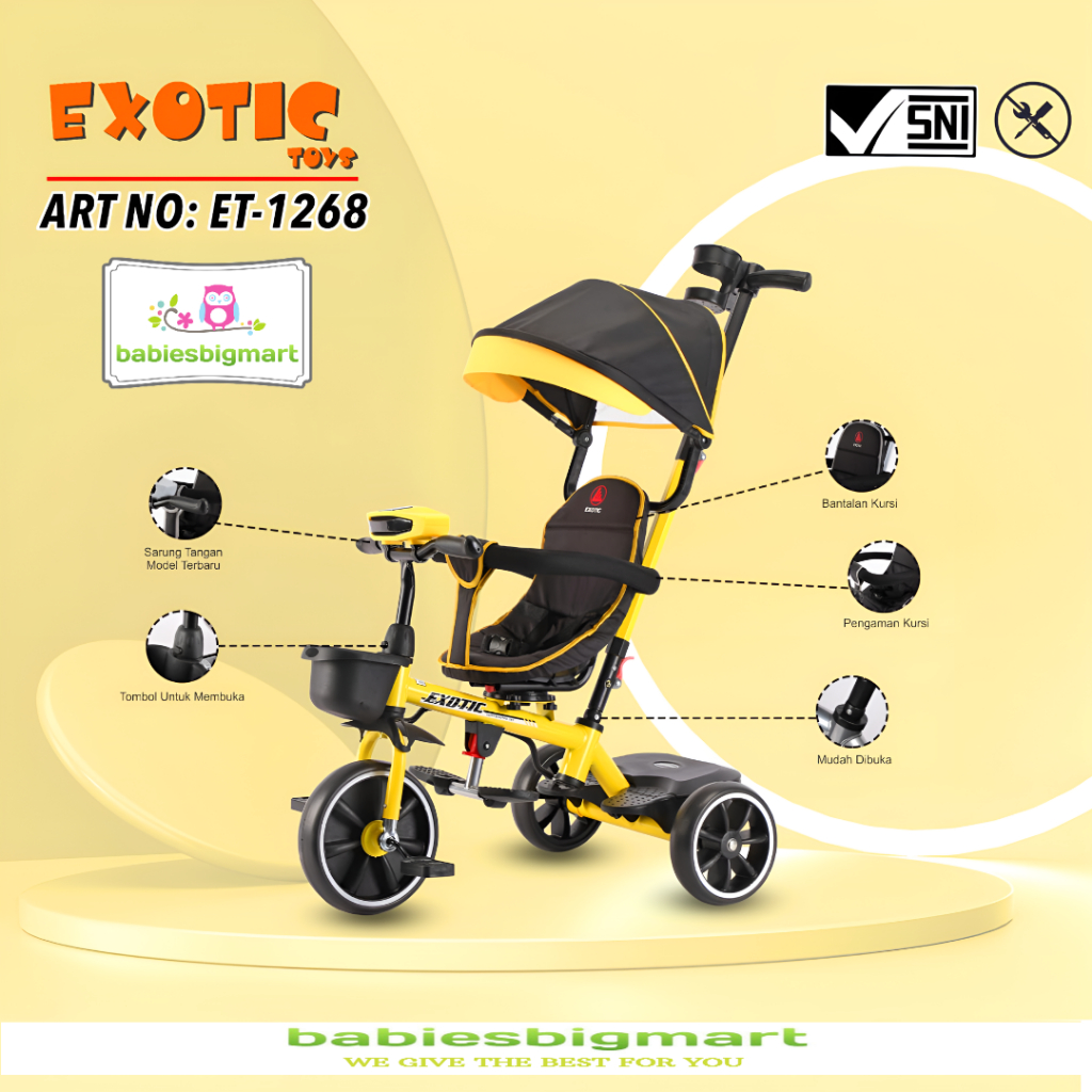 Jual SEPEDA ANAK RODA 3 TIGA TRICYCLE EXOTIC ET 1268 MUSIC LAMPU KURSI ...