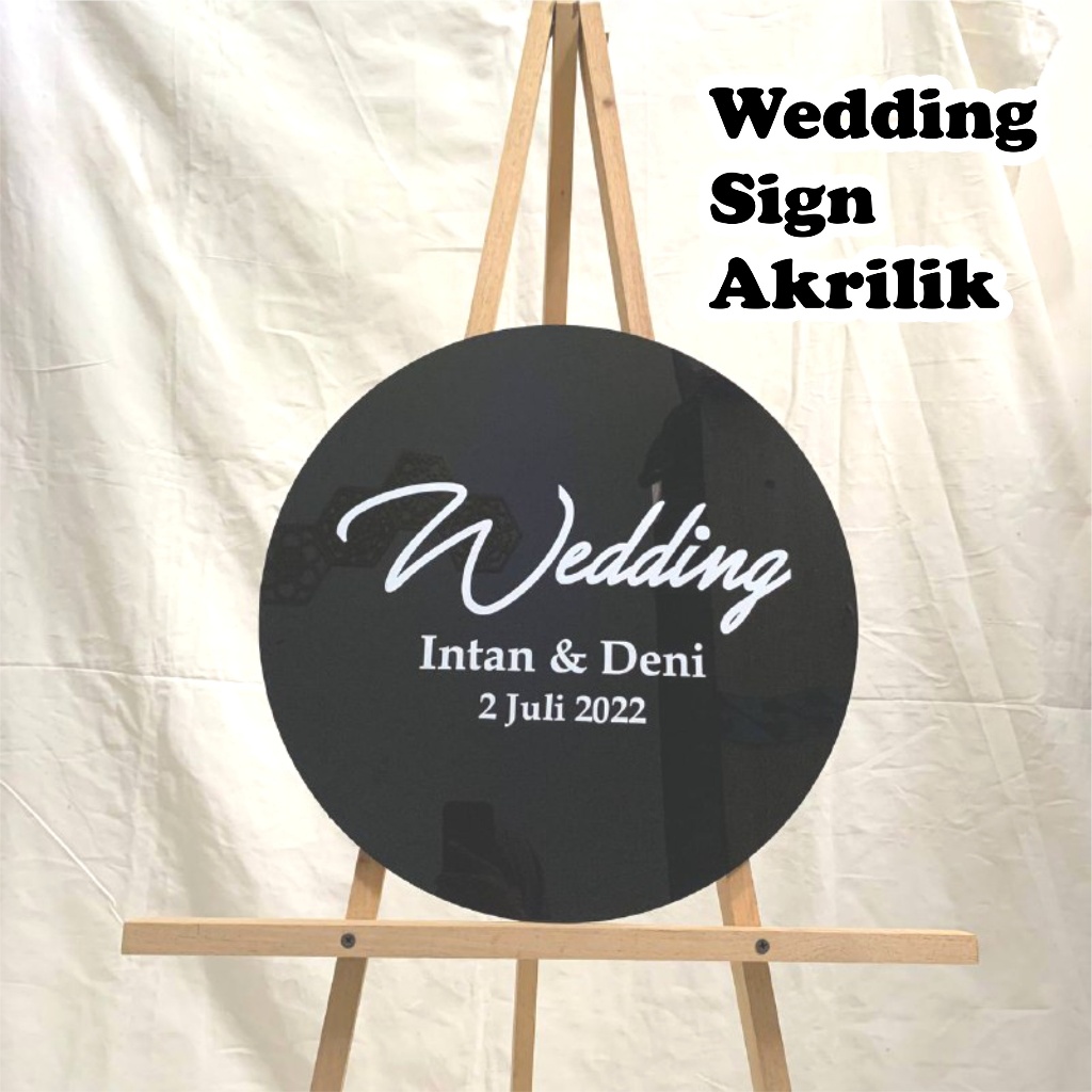 Jual Papan Logo Sign Akrilik Welcome Sign Wedding Black Acrylic Bulat ...