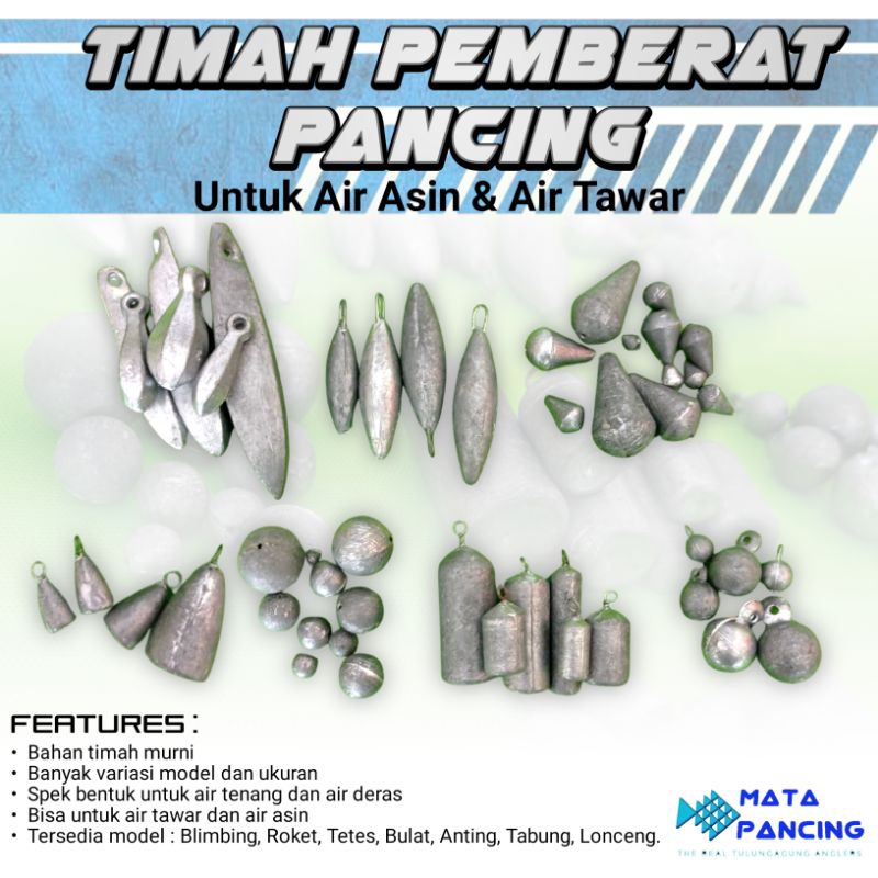 Jual Timah pemberat pancing kiloan 1kg banyak model dan ukuran | Shopee ...