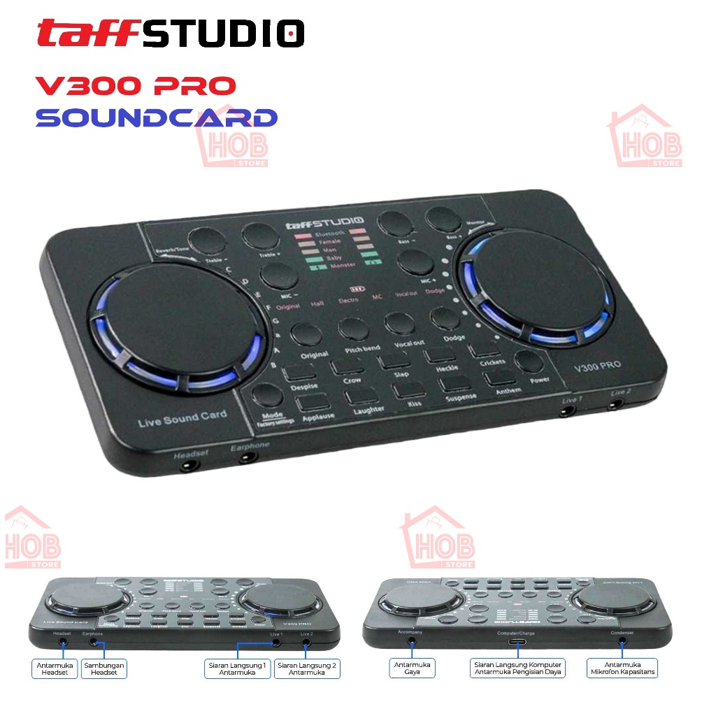 Jual TaffSTUDIO V300 Pro Audio Bluetooth USB Soundcard Live for ...