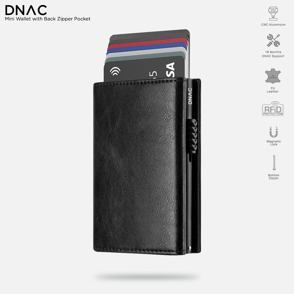 Jual DNAC Mini Wallet Card Holder RFID with Back Zipper Pocket ...