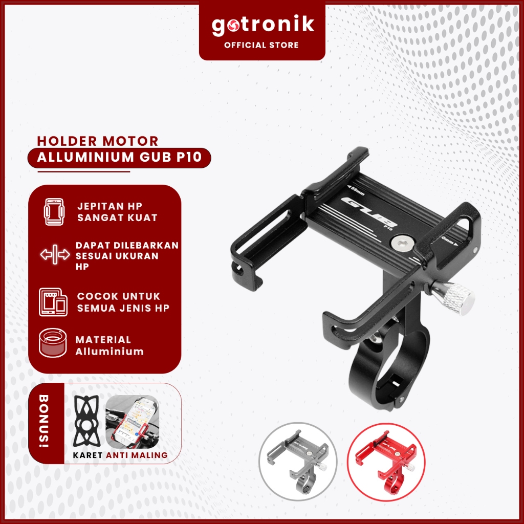 Jual Holder Hp Di Motor Besi Alluminium GUB P10 Dudukan Penyangga Handphone Kuat Kokoh Phone ...