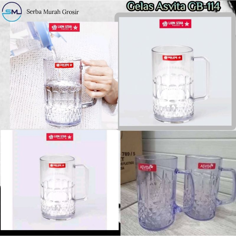 Jual Gelas Besar/Cangkir Minum/Gelas Bening ACRILYC/Gelas asvita GB-114 ...