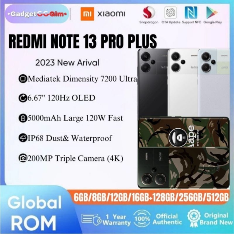 Jual Xiaomi Redmi Note 13 Pro Plus Aape 5G Mediatek Dimensity 7200 ...