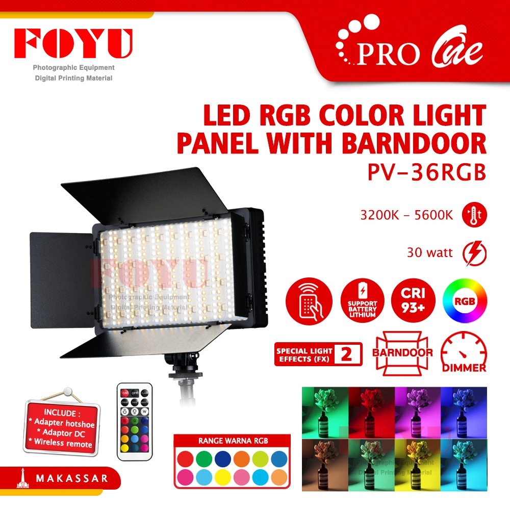 Jual Professional LED RGB Color Light Panel With Barndoor Lampu Kotak ...