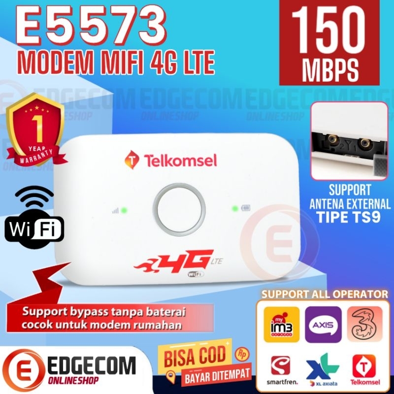 Jual Modem Wifi 4G LTE MiFi E5573 Support all Operator & Support external Antena Telkomsel Logo ...