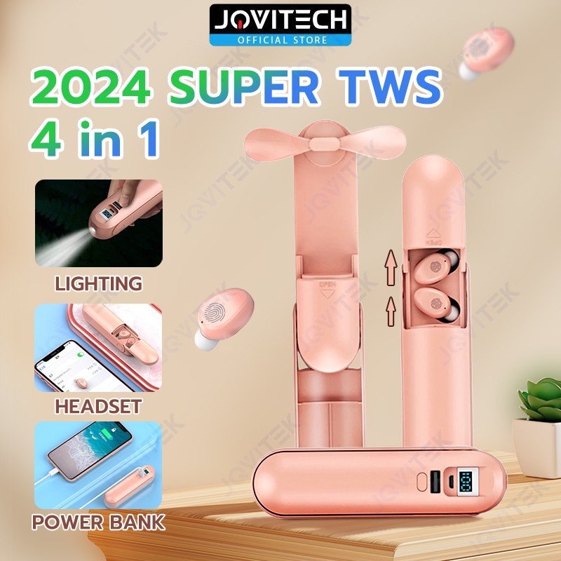 Jual Jovitech Headset LED Kipas Powerbank 4 In 1 Wireless Earphone Mini ...