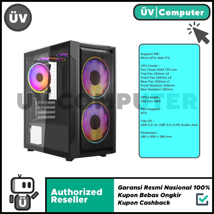 Jual Casing PC Komputer INFINITY TWINS V2 Mini Tower M-ATX Case 2Fan ...