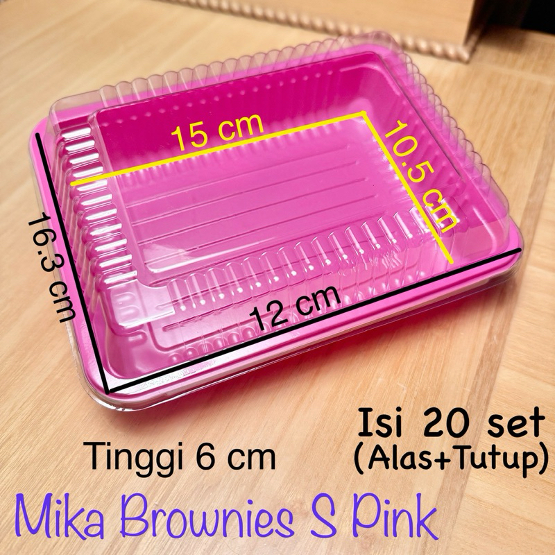 Jual [Isi20] Mika Brownies S Kecil PINK Alas+Tutup / Mika Bento Tanpa ...