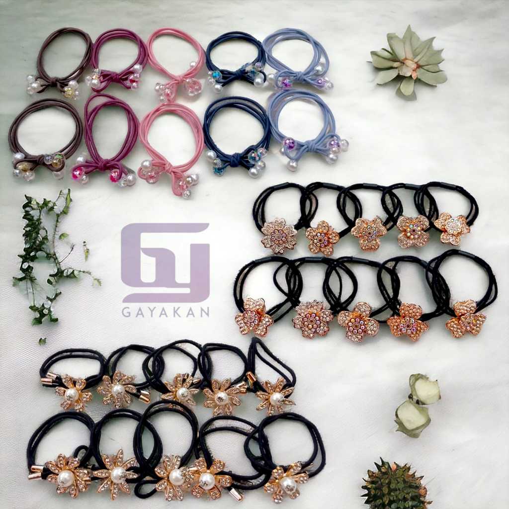 Jual Isi 10 Pcs Ikat Rambut Kuncir Karet tali atau Kain Fancy Korea ...