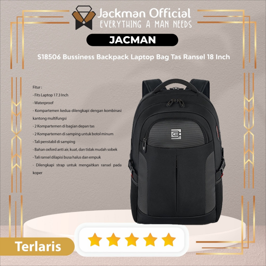 Jual JACKMAN S18506 Bussiness Backpack Laptop Bag Tas Ransel 18 Inch ...