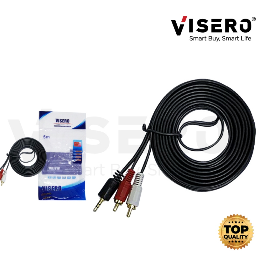 Jual Cable RCA/Kabel RCA/Cable AV/Kabel AV 5M Jack 2 To 1 5M 3 To 3 Visero | Shopee Indonesia