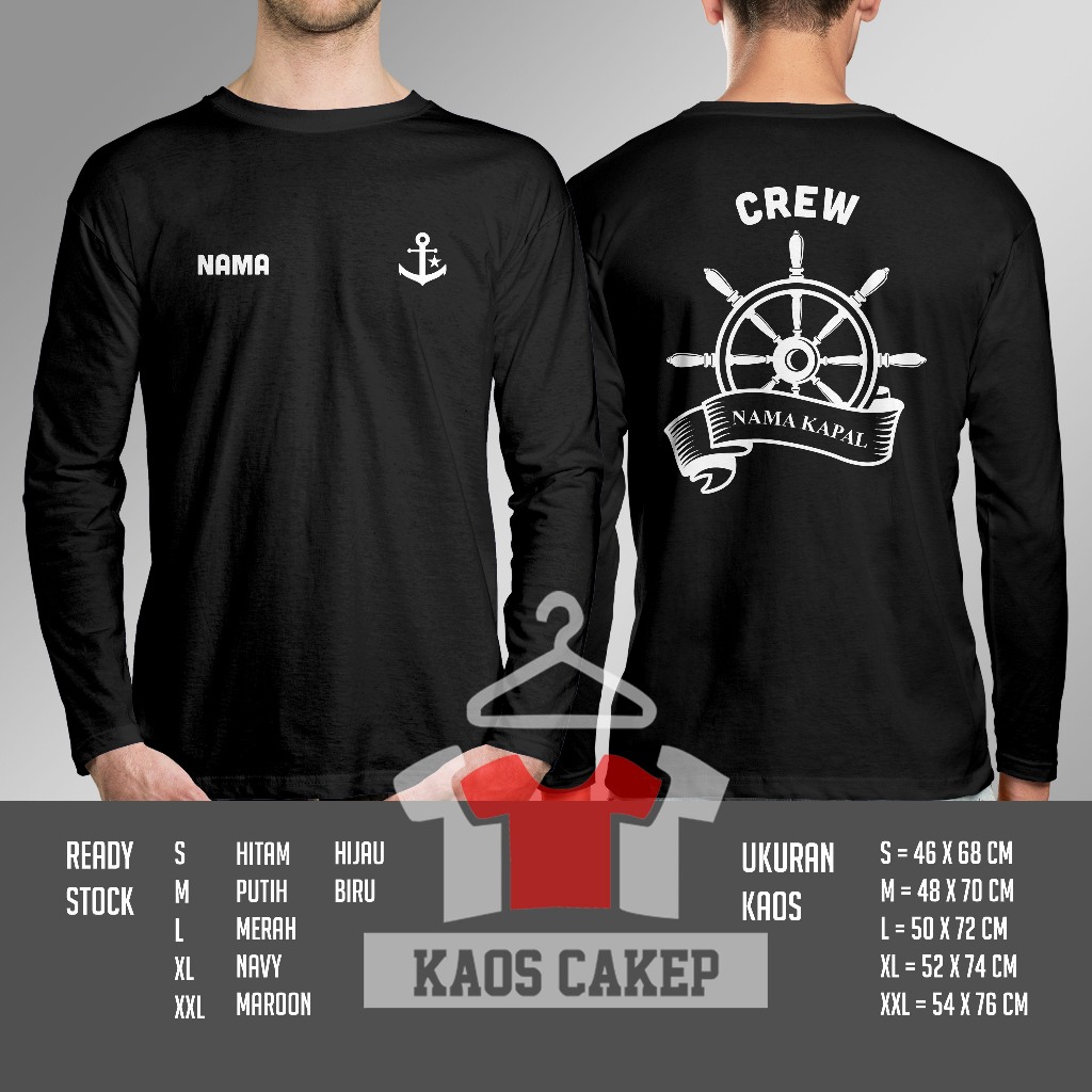 Jual Kaos Pelaut Crew Gratis v2 Nama Kapal dan Nama Kamu Lengan Panjang ...