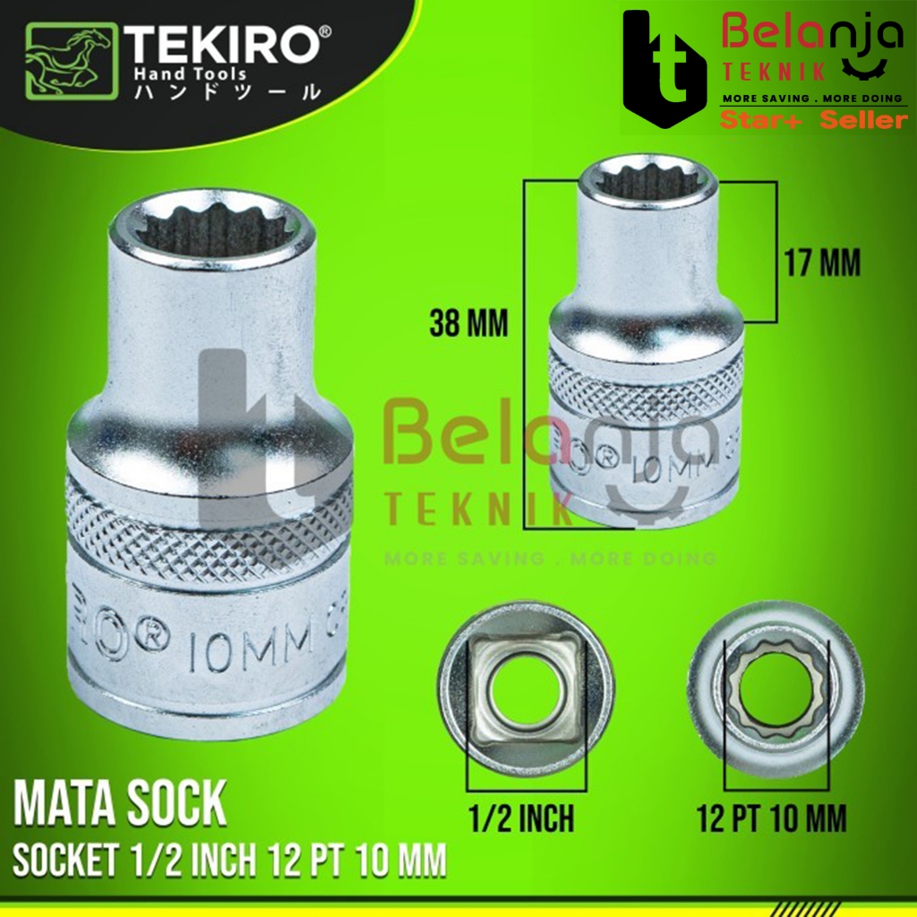 Jual Tekiro Mata Kunci Shock 1/2" Inch 10 mm 12 PT Mata Kunci Sok Sock 10mm | Shopee Indonesia