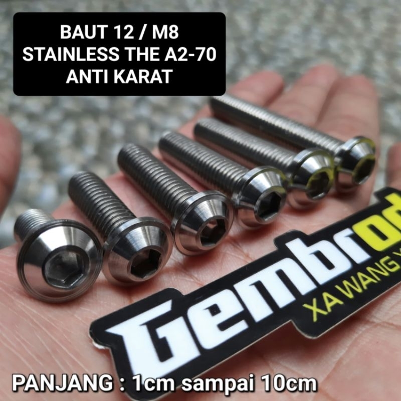 Jual BAUT L STAINLESS M8 / BAUT 12 MODIF BUBUT | Shopee Indonesia