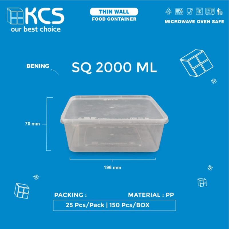 Jual thinwall square 2000ml / kotak nasi plastik 2000ml | Shopee Indonesia