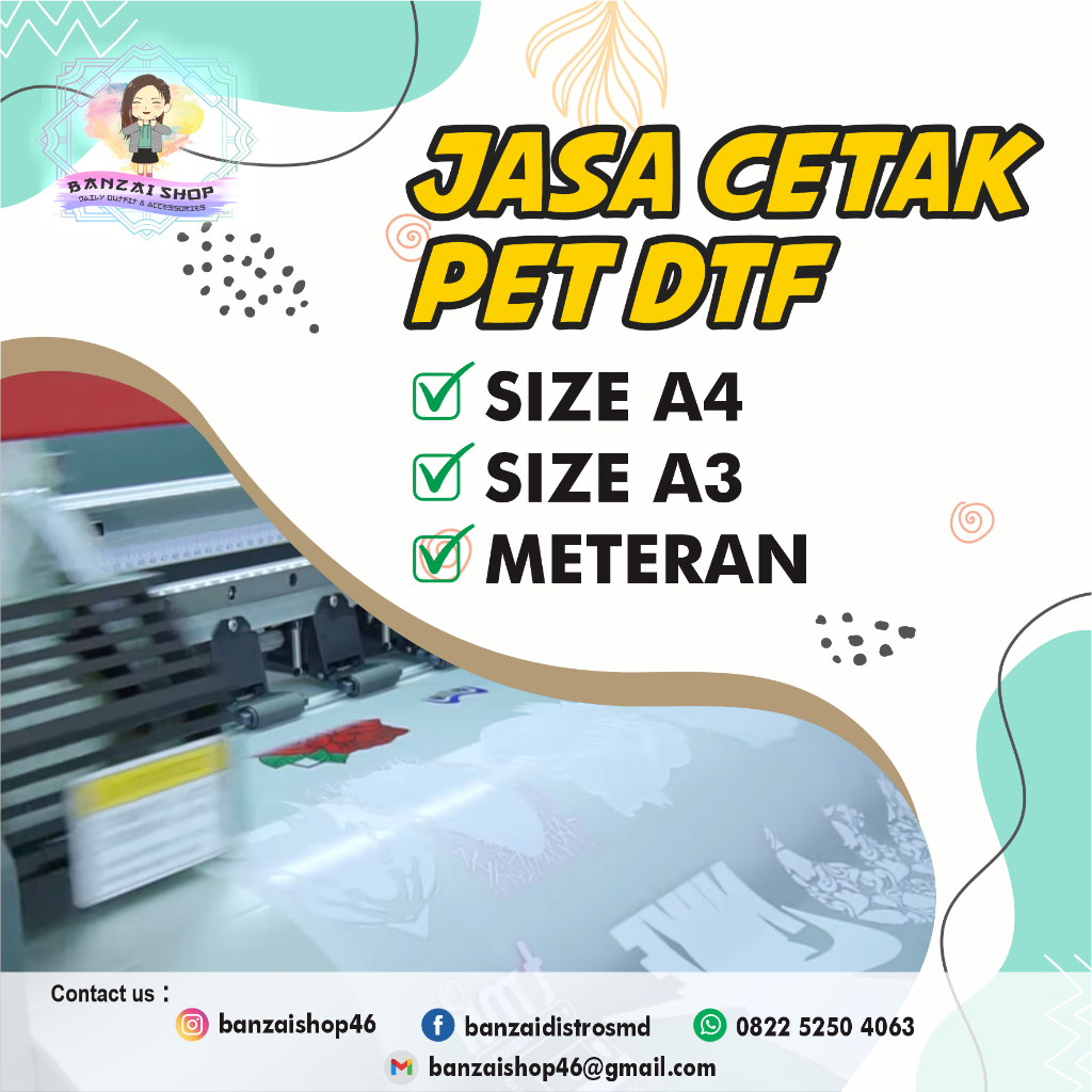 Jual Jasa cetak Pet DTF atau sablon sticker gosok ukuran A4,A3 & meteran | Shopee Indonesia