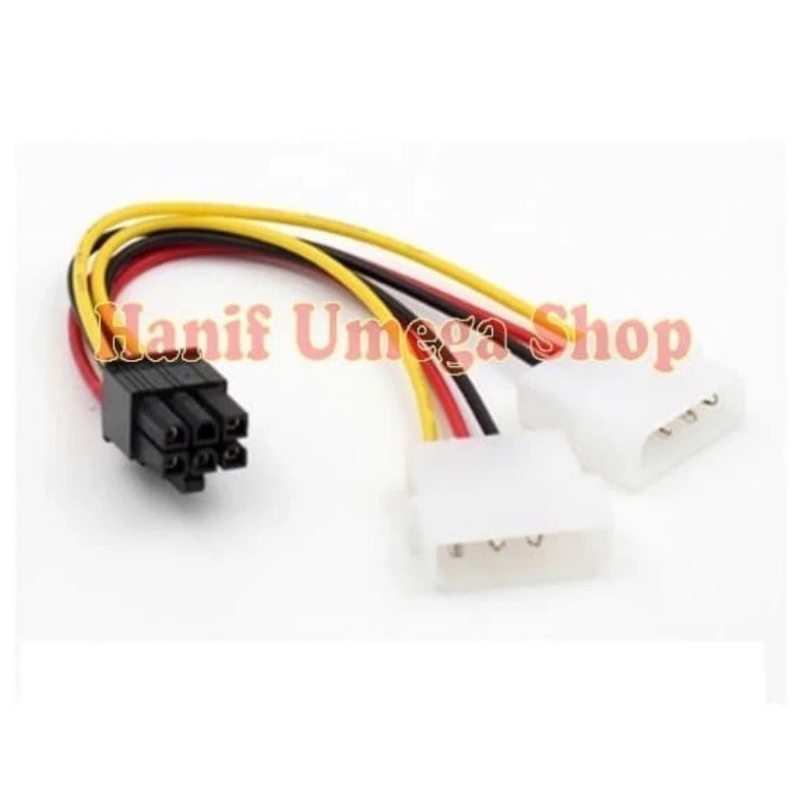 Jual Kabel Power VGA Card Converter Dual Molex to 6 Pin PCIe | Shopee ...
