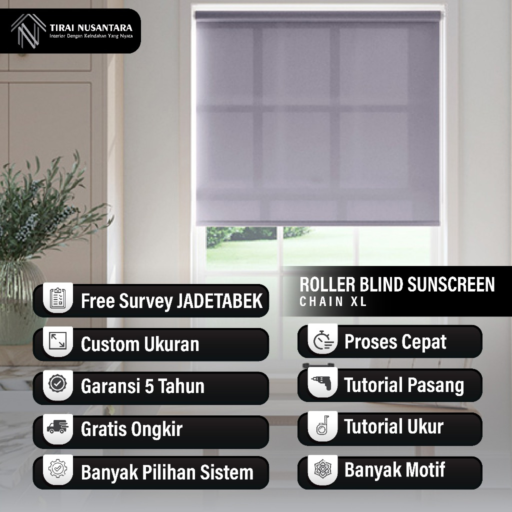 Jual Roller Blind Outdoor Sunscreen Manual Chain Std-XL/ SP/ Tirai ...